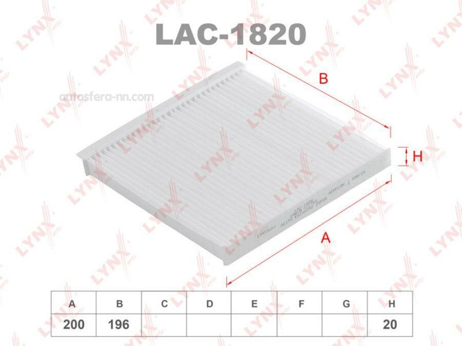 LYNXAUTO LAC1820 Фильтр салона CHANGAN Alsvin