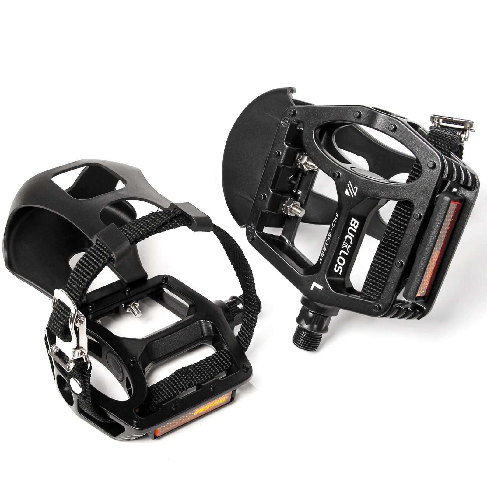 BUCKLOS Велосипедные педали с зажимом для ног 9/16 дюймов B329T Black Pedal