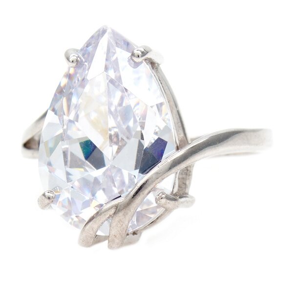 Кольцо, серебро, 925 проба, родирование, фианит