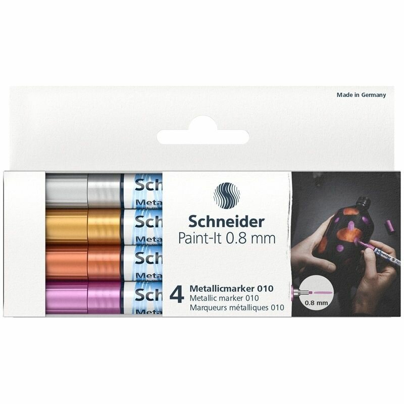 Набор маркеров Schneider для декорирования Paint-It 010 04 цветов металлик, 0,8 мм (ML01011501)