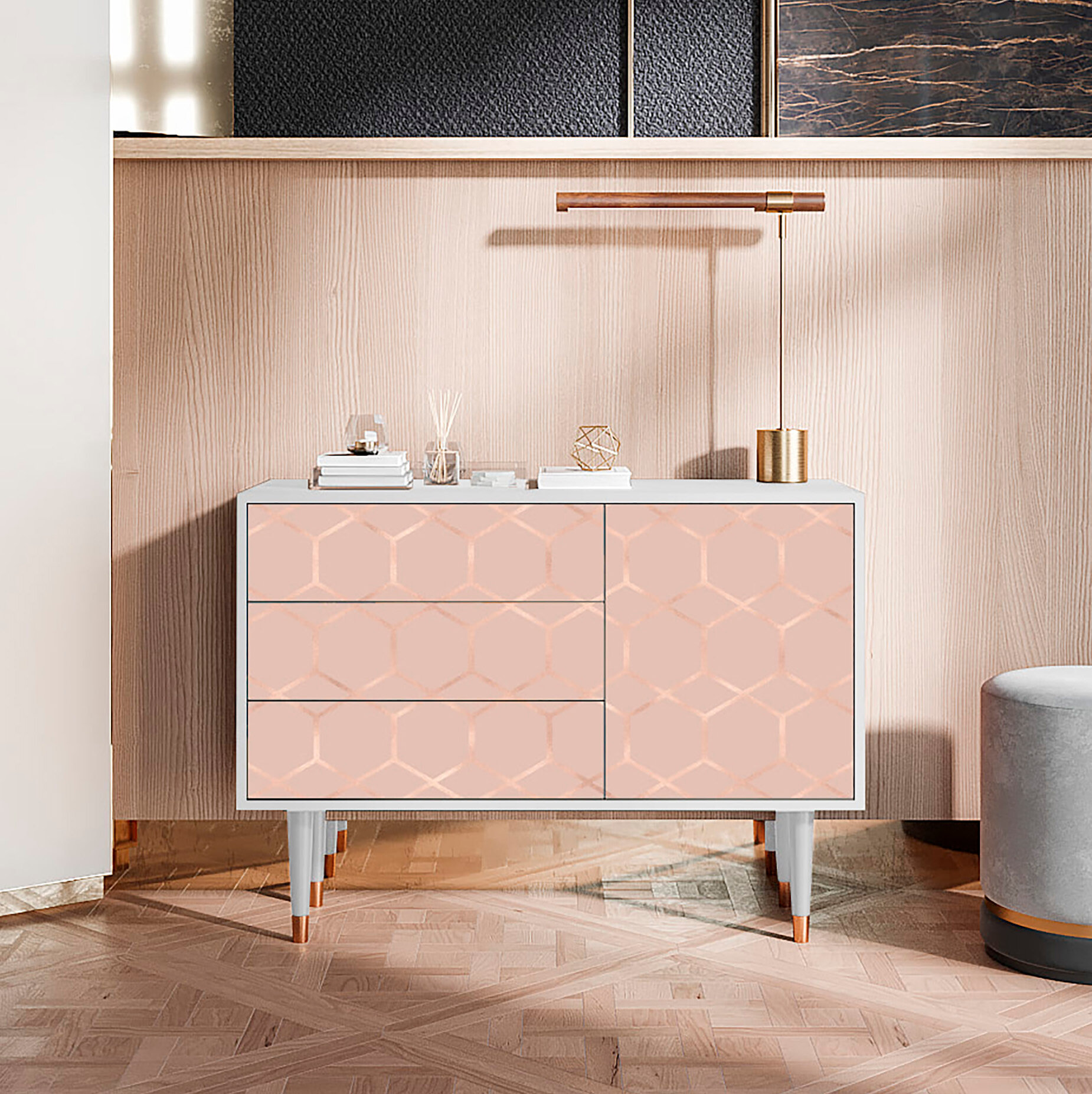 Комод - STORYZ - S3 Rose Honeycomb, Размер - 115 x 84 x 41 см, Цвет корпуса - , Белый