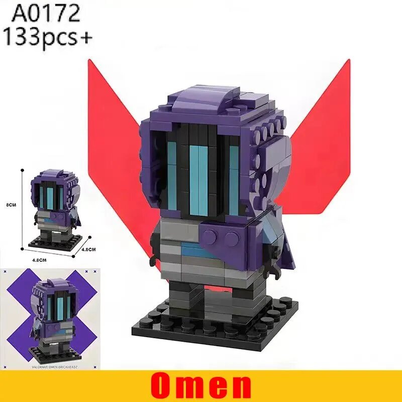 Конструктор пластиковый Omen VALORANT Brickheadz 133pcs+ Фигурка Омен, красный