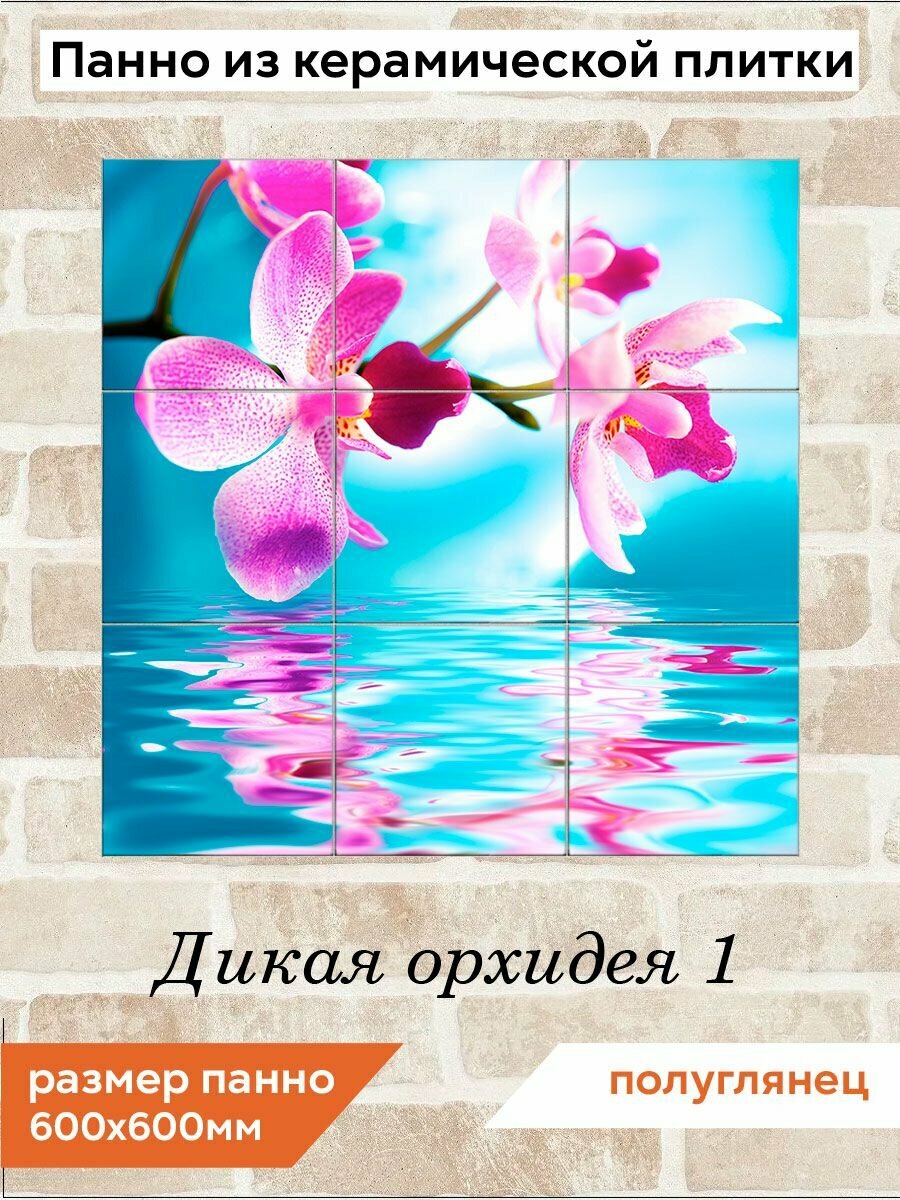 Панно из плитки Fres-co "Дикая орхидея 1", керамическое, полуглянцевое, декоративное, 60х60 см