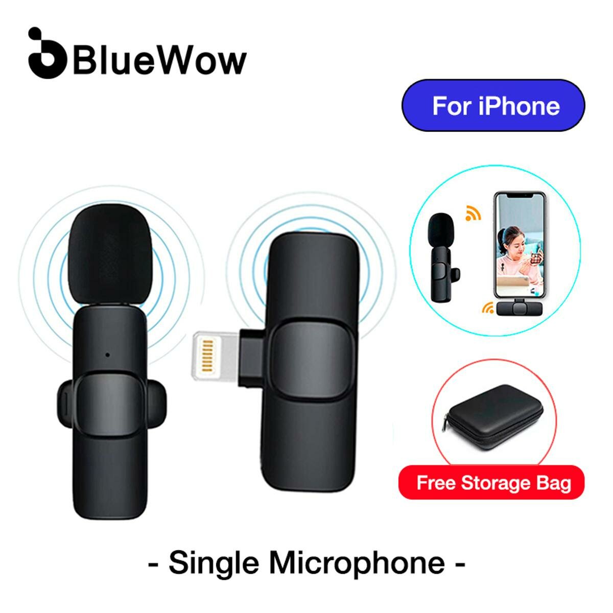 [Для iPhone] BlueWow WY-M1 беспроводной петличный микрофон портативный аудио-видео микрофон для игр на YouTube в прямом
