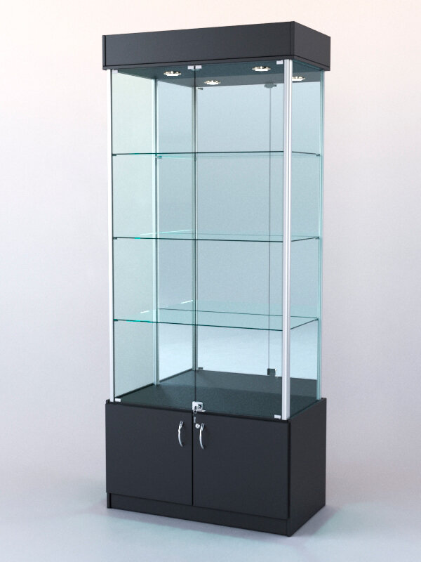 Витрина "люкс" №6 с подсветкой (задняя стенка - зеркало), Черный