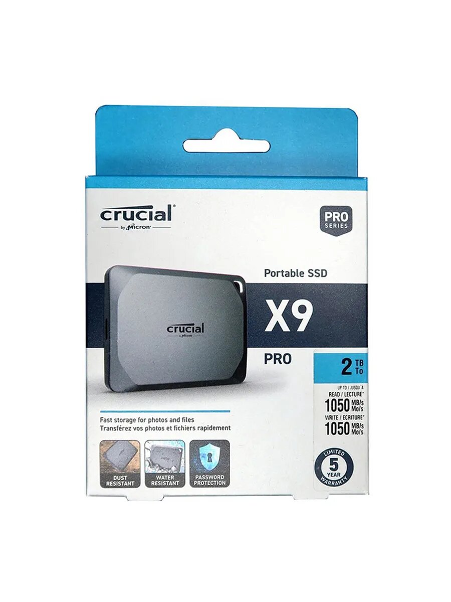 Портативный SSD Crucial "X9 Pro", 2ТБ, USB 3.2, алюминиевый корпус