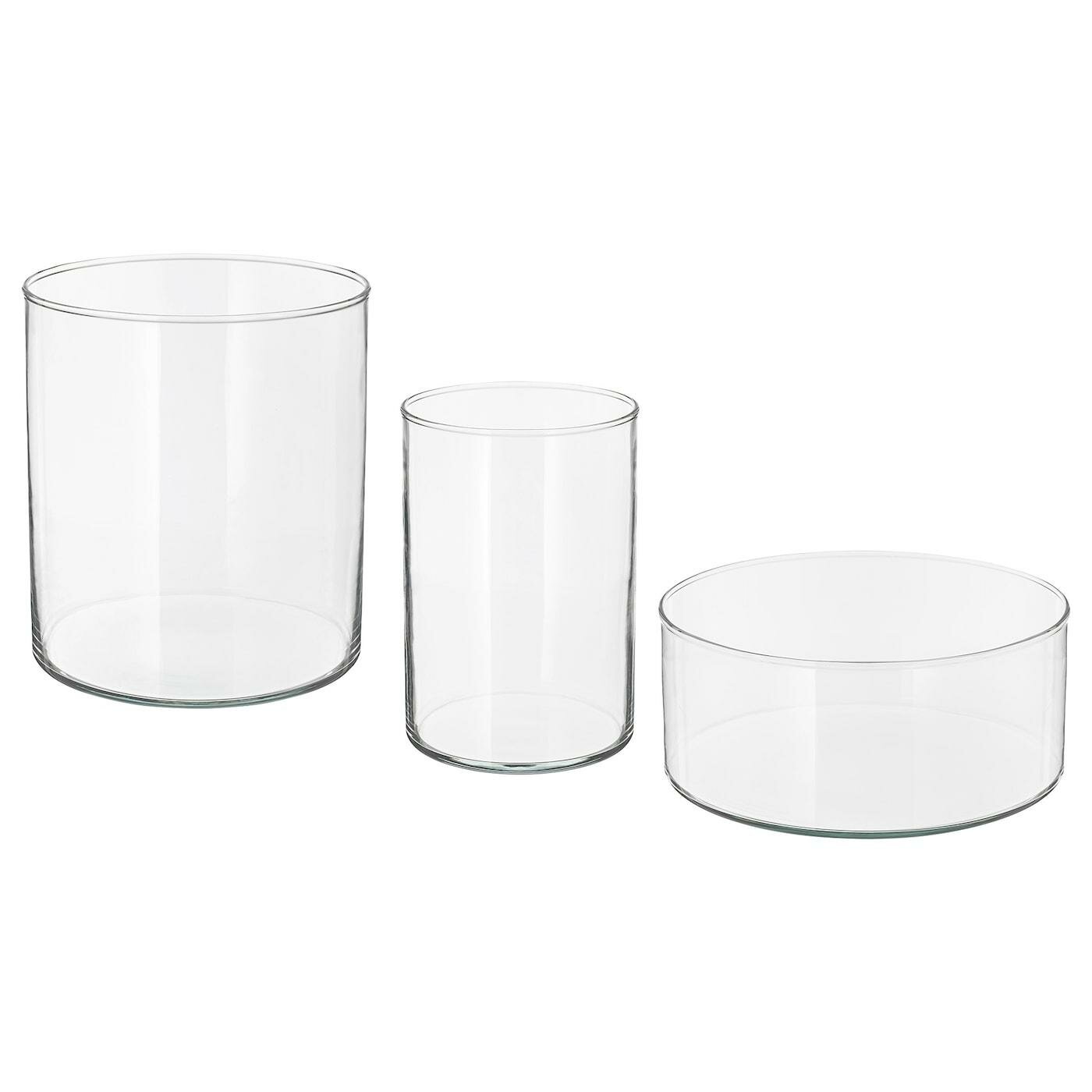 CYLINDER IKEA 801.750.91 Набор ваз 3 шт. прозрачное стекло