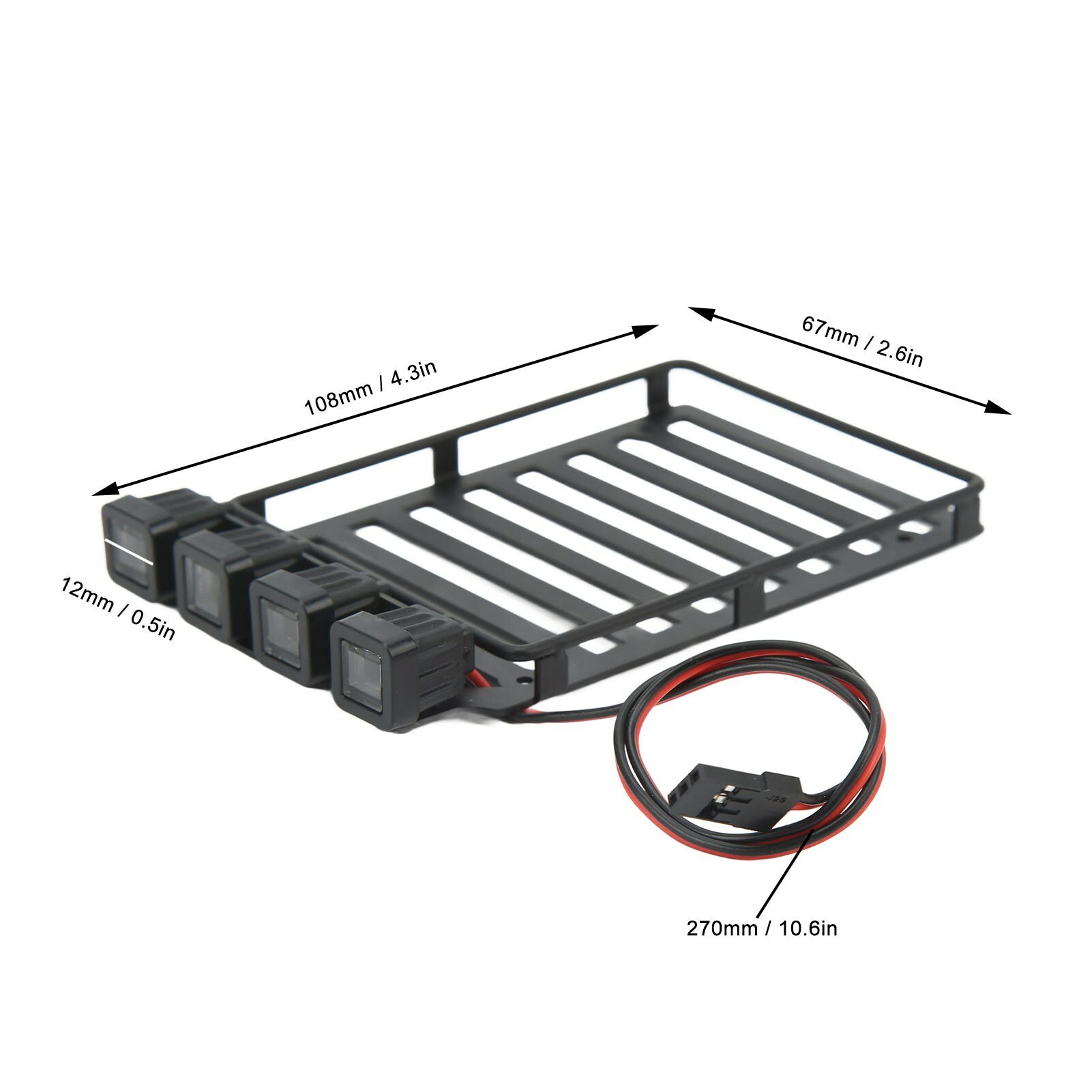 Багажник на крышу с дистанционным управлением, багажник со светодиодной подсветкой. Деталь багажника на крыше автомобиля с дистанционным управлением для осевого SCX24 1/24, квадратная лампа на гусеничном ходу с дистанционным управлением.