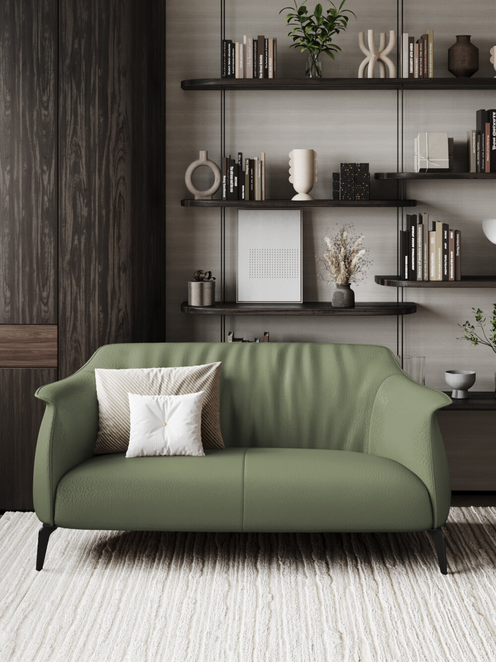 Диван дизайнерский BELLO, экокожа, цвет DISCOVERY SAGE, 144 х 63 х 79 см