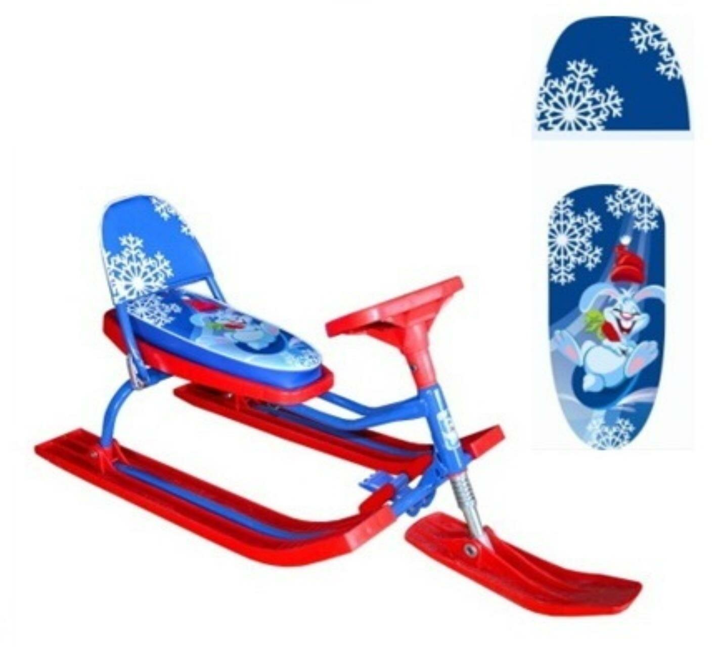 Снегокат 124 Animal Kids Весельчак со складной спинкой, красный/голубой