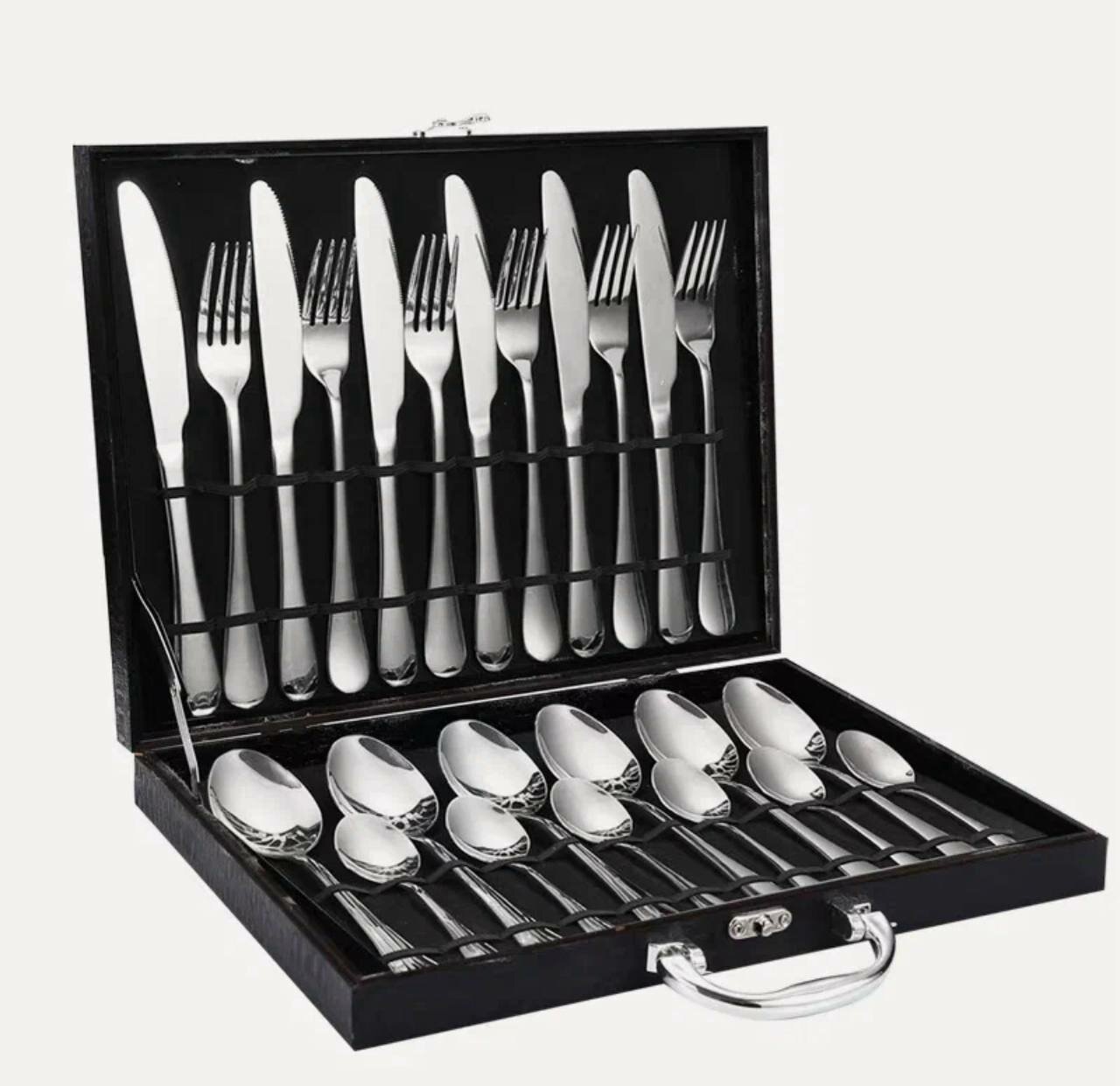 Набор столовых приборов в подарочном кейсе 24 шт, 6 персон, нержавеющая сталь, цвет серебро