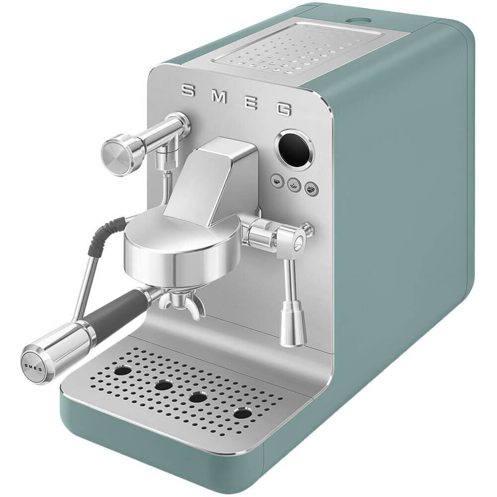 Кофеварка рожковая Smeg EMC02EGMEU, нержавеющая сталь, капучинатор, зеленый