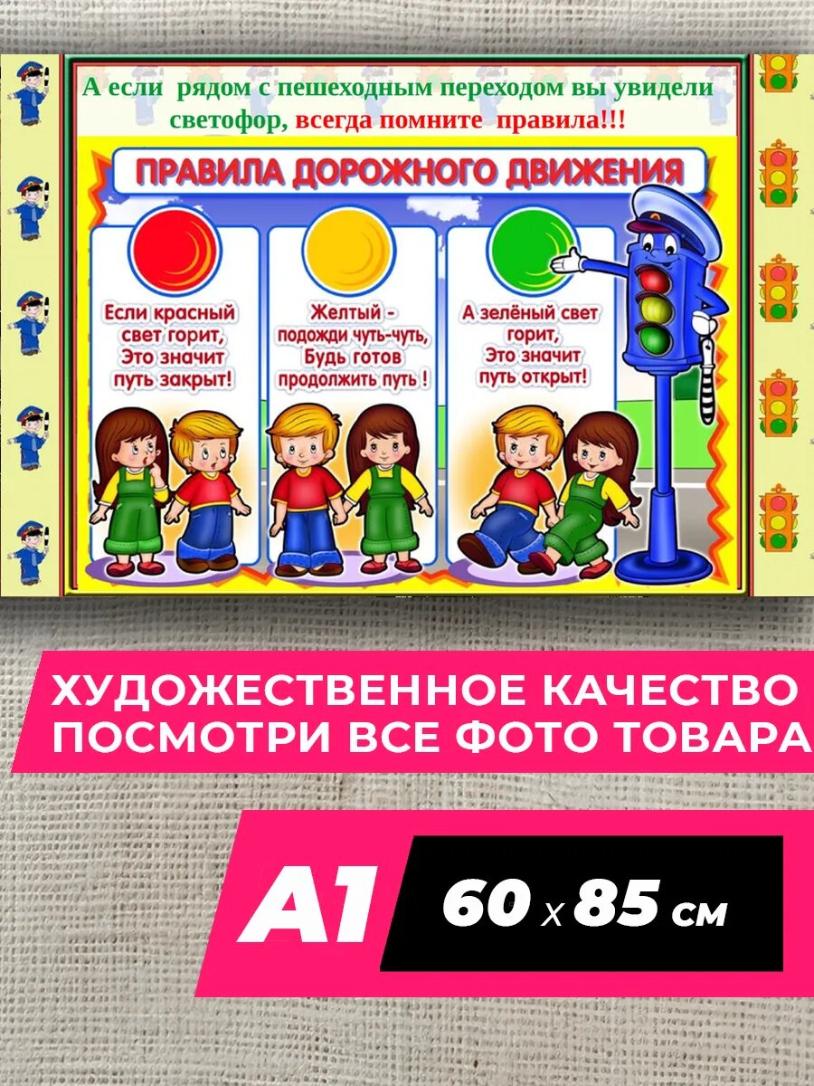 Плакат правила дорожного движения на стену A1