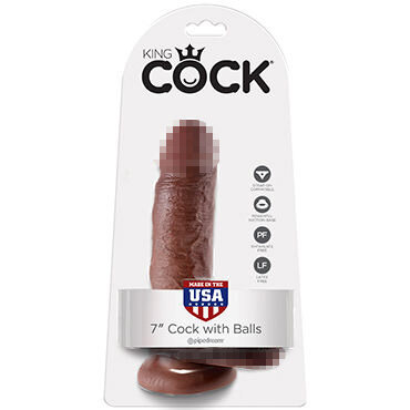 15574 Pipedream King Cock With Balls 18 см, коричневый. Фаллоимитатор с мошонкой на присоске
