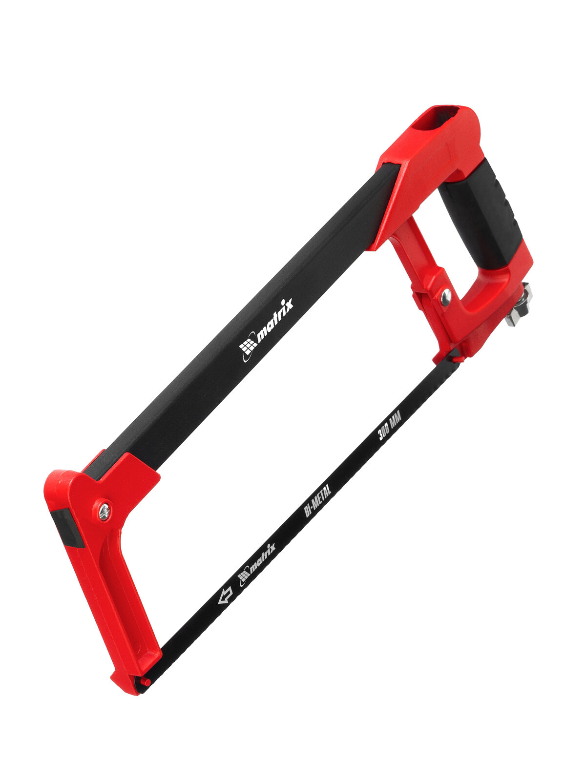 Ножовка по металлу, дереву и пластику Matrix 300 мм, биметаллическое полотно и обрезин. ручка, отсек для полотен, 77593