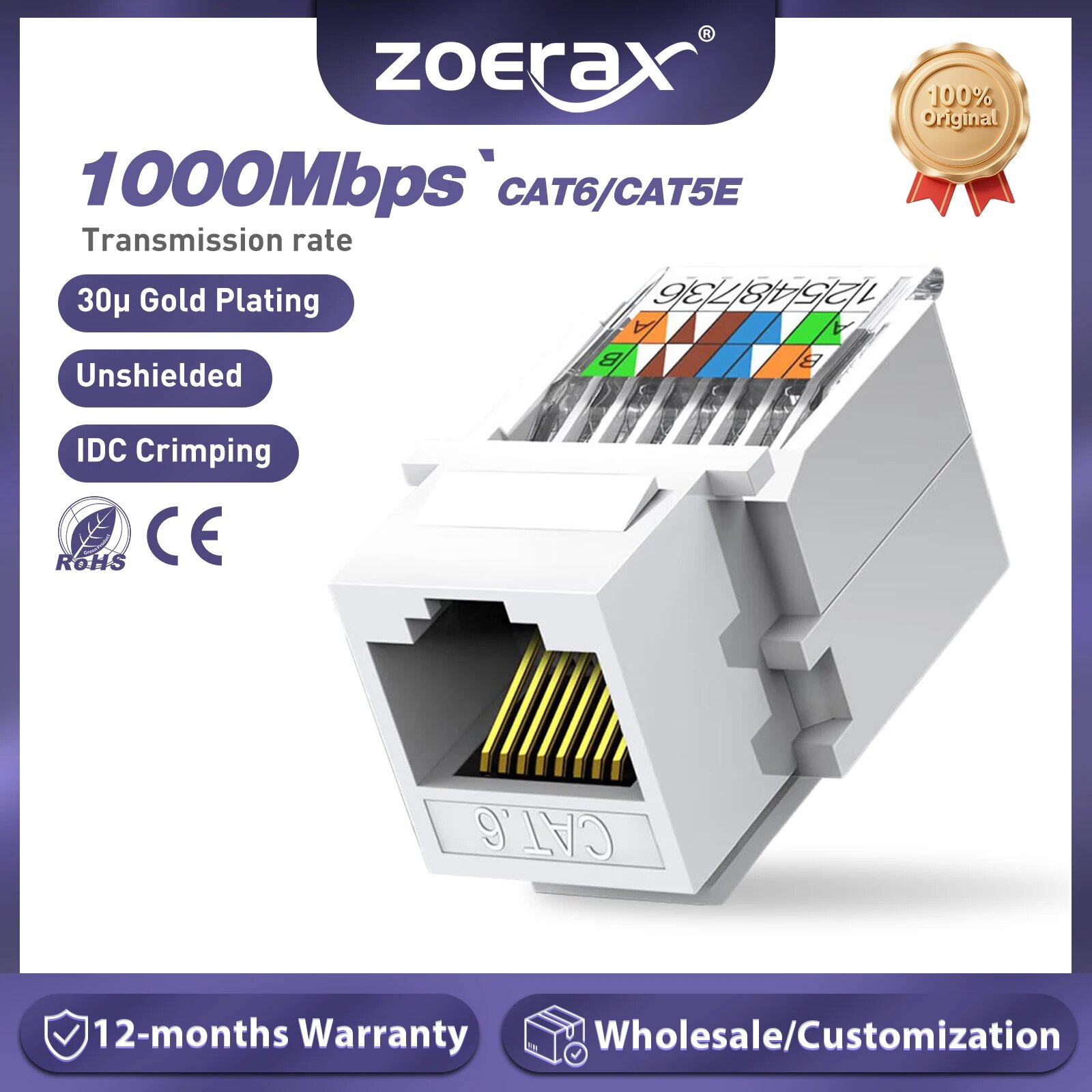 ZoeRax переходник keystone Cat5e Cat6 CAT5E