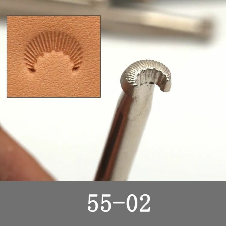 Штамп для тиснения кожи, рифлёная ручка, сталь, 105 мм, клише.