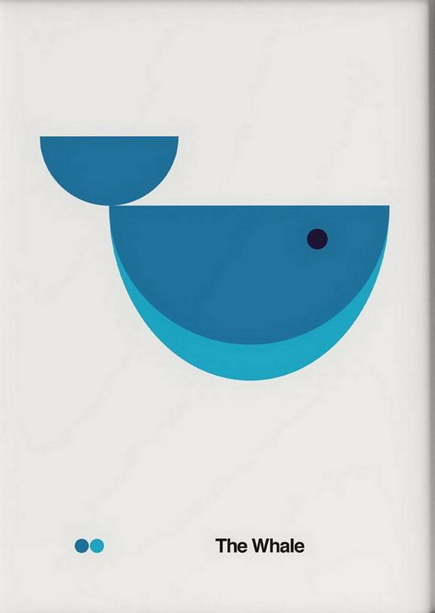 Плакат, постер изображение кит из простых геометрических форм в оттенках синего на бумаге, размер 42х60см