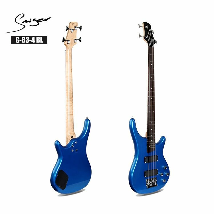 4-струнная электрическая бас-гитара G-B3-4 с двойными звукоснимателями и корпусом из тополя