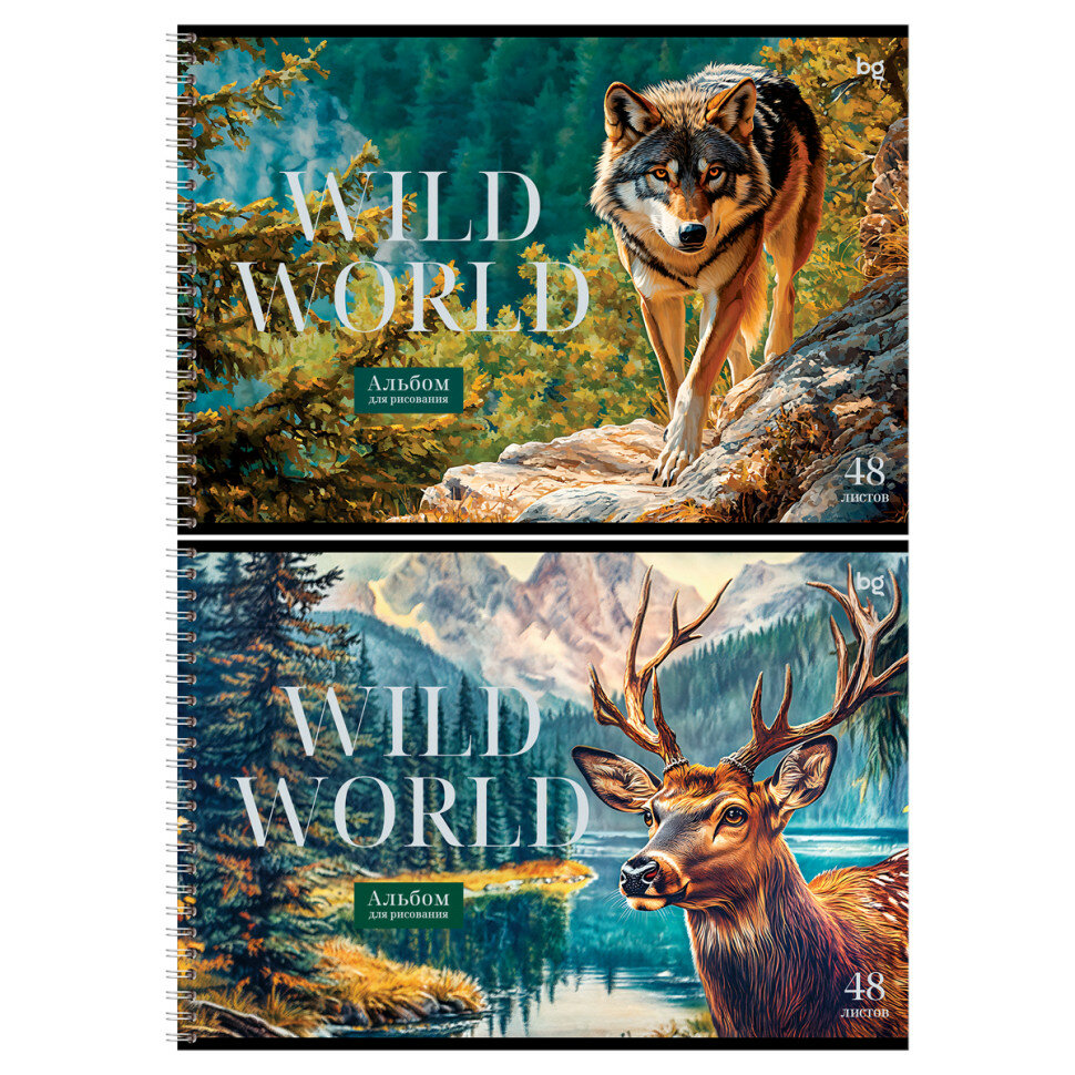 Альбом для рисования 48л, А4, на гребне BG "Дикая природа", 8 штук, 378719