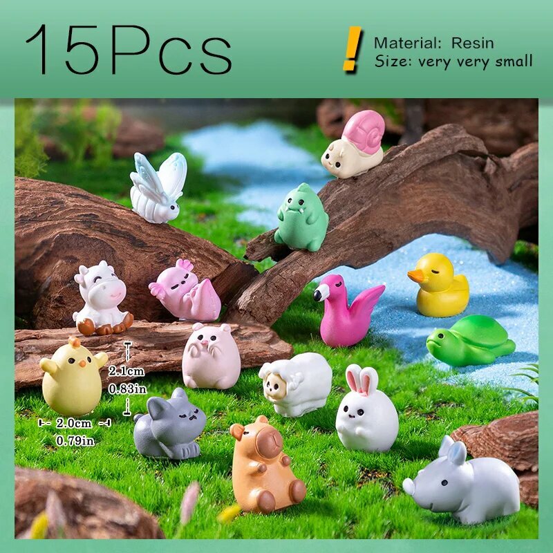 Набор Из 10 Миниатюрных Фигурок Животных — Капибара, Фламинго, Бабочка, Динозавр, Утка, Корова, Кролик, Овца