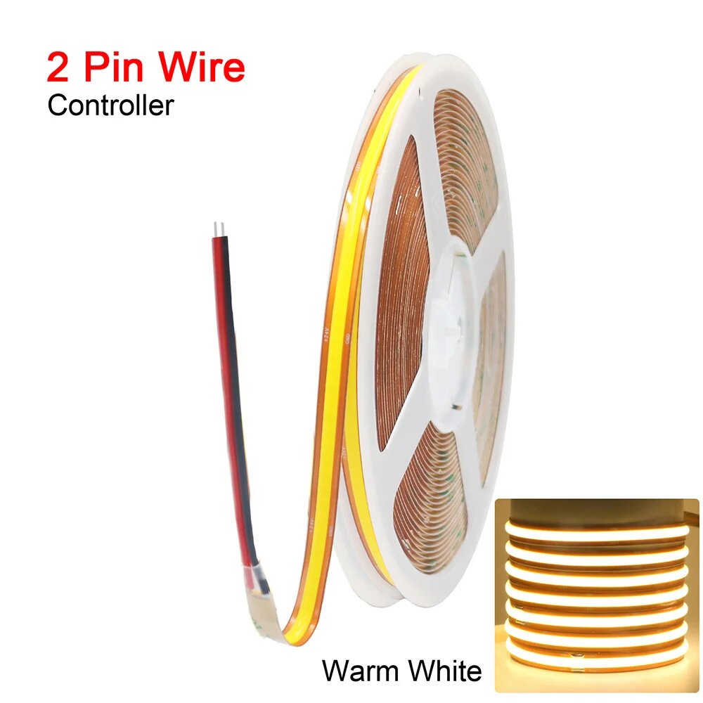 Светодиодная лента COB 528LED/м, 2pin Wire Warm, 24V, 10м