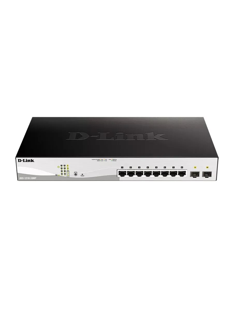 Коммутатор DGS-1210-10MP/F3A (L2) 8x1Гбит/с 2SFP 8PoE 130W