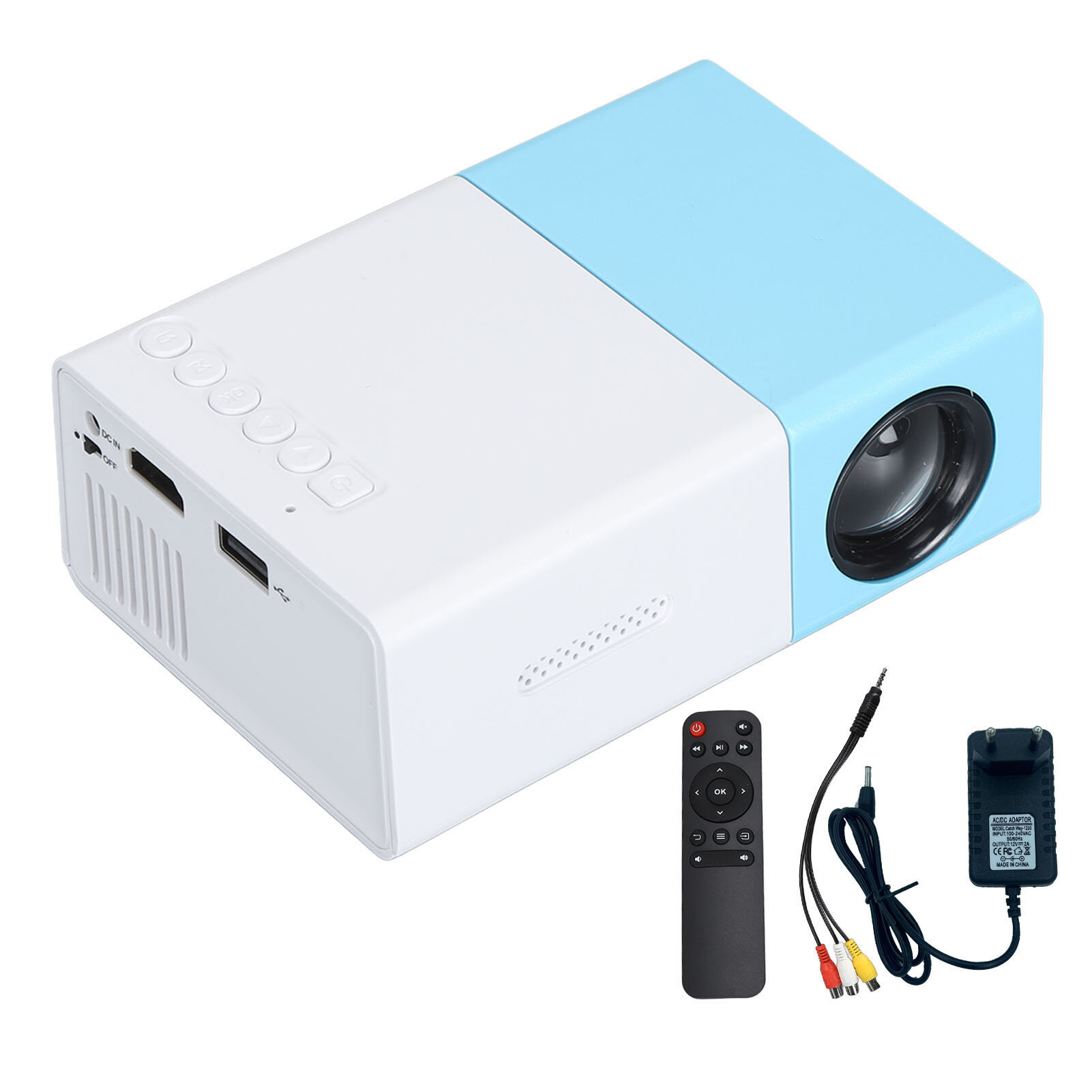 Мини-проектор 1080P Full HD, портативный, для домашнего кинотеатра, для детей, компактный, сине-белый, с вилкой ЕС