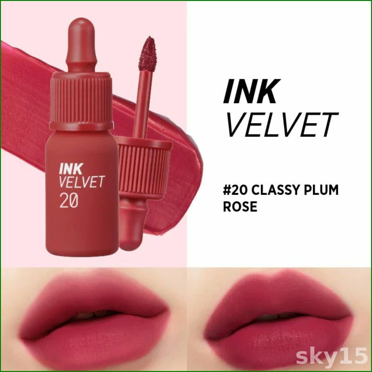 Тинт для губ PERIPERA Ink Velvet Tint ( 20 Classy Plum Rose ) помада для губ, Корейская косметика