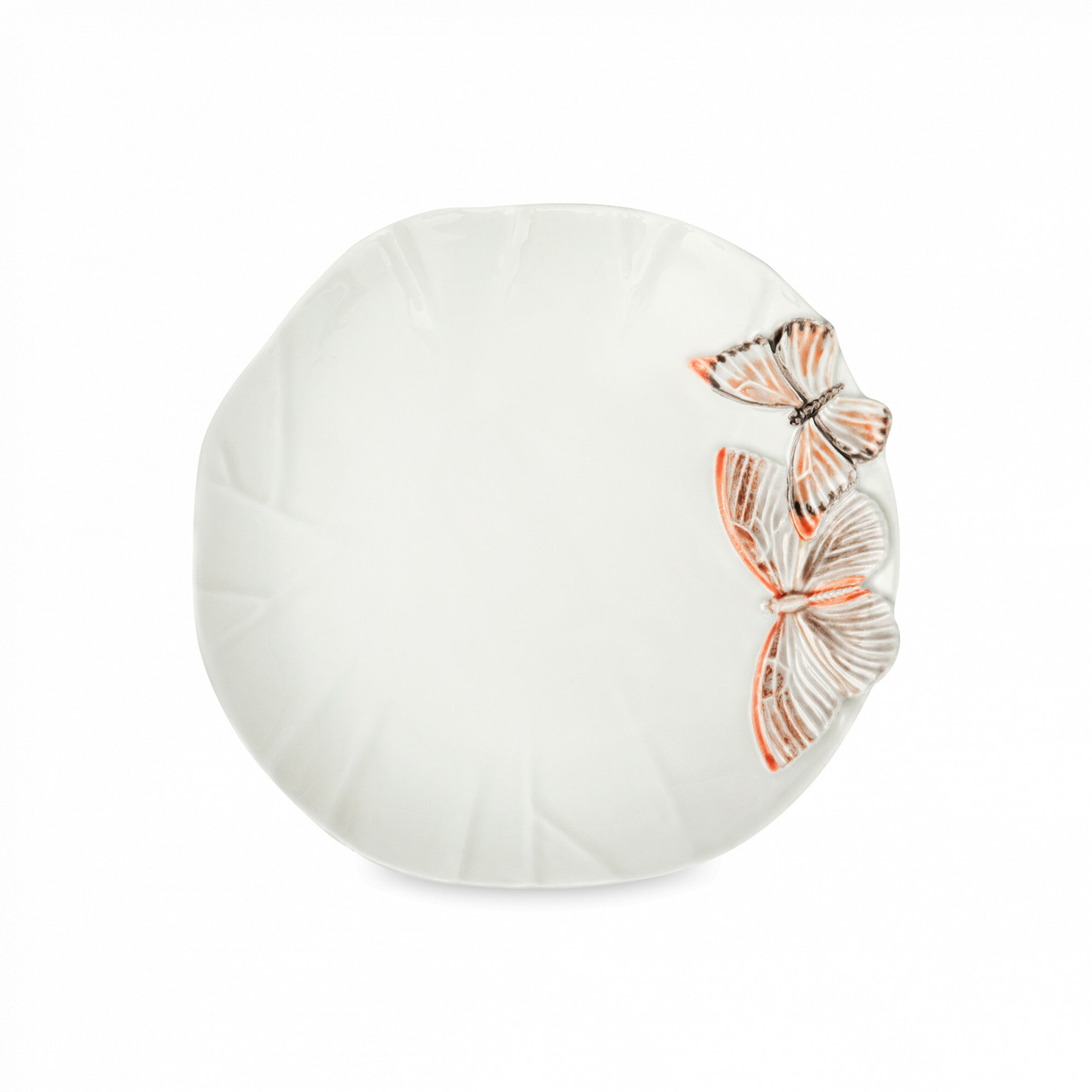 Тарелка обеденная, 29 см, керамика, белый, декор BOR65030584 Cloudy Butterflies