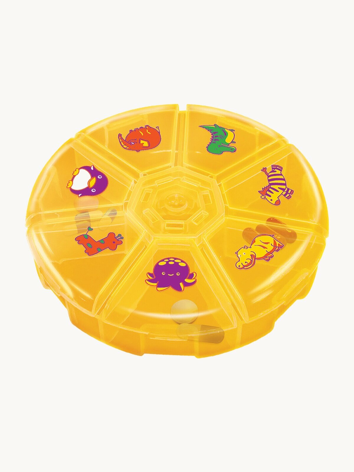 Таблетница для малышей пилюля "Витаминка" 7 отделений оранжевая, пластик