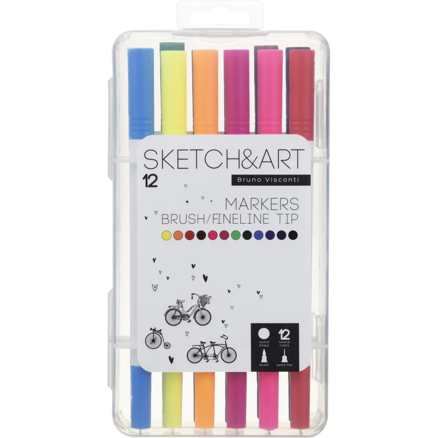 Набор маркеров двус. Скетч-маркеры(кисточка+линер)SKETCH&ART12 ЦВ,22-0082