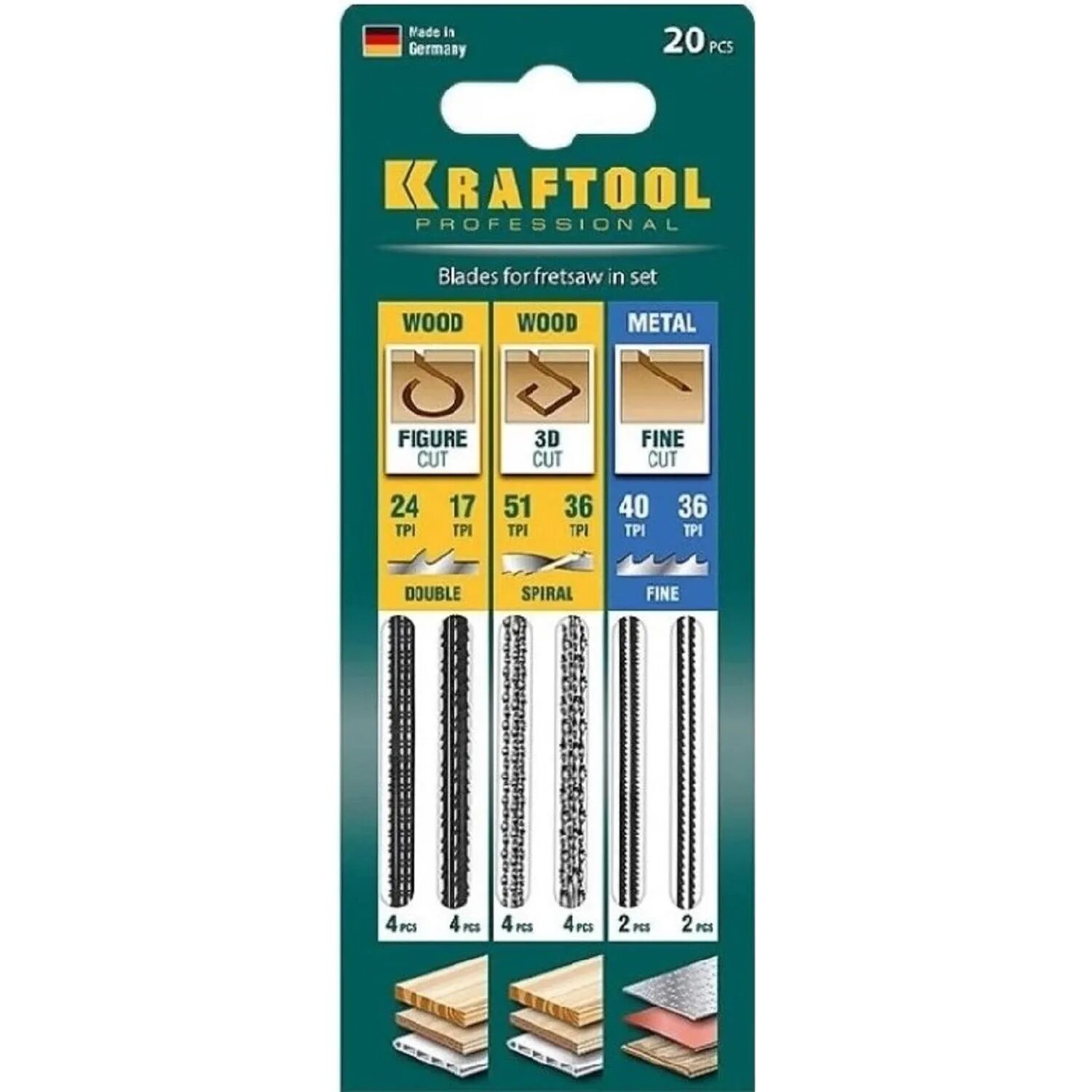 Полотно для лобзика (15348-H20) KRAFTOOL 130 мм