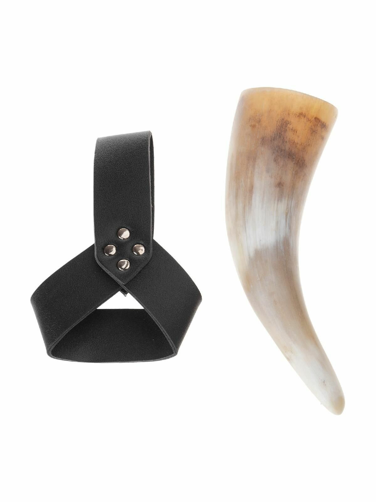 Натуральный кубок для питья в стиле викингов с кожаными держателями, средневековый кубок для пива и вина, - Заклепка из рога викинга bl