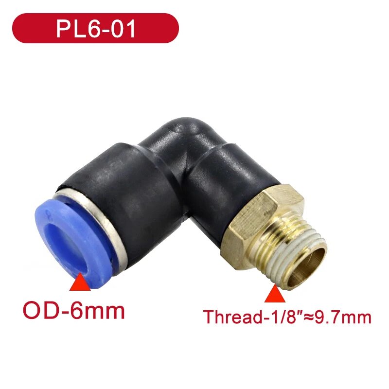 Пневматический фитинг PL6-01, 6 мм, 1/8"