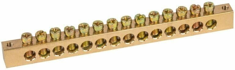 Шина NO-122-24 PEN «земля-ноль» 8х12мм 14/2 крепеж по краям латунь ЭРА Б0047239