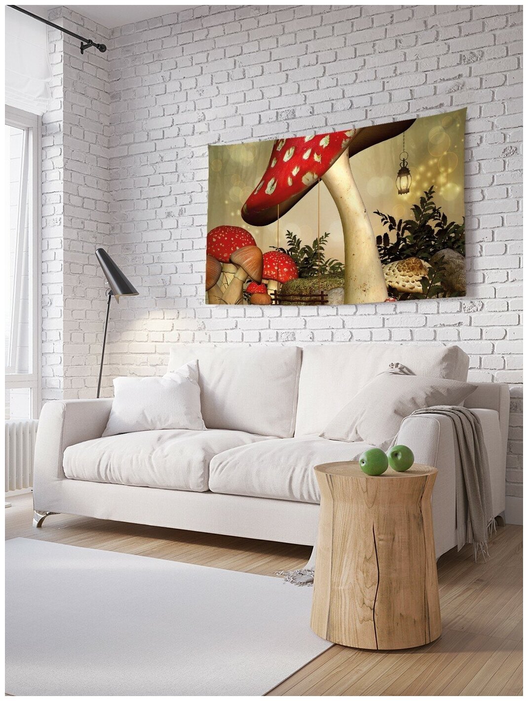 Горизонтальное фотопанно JoyArty на стену "Качели на мухоморе", 100x150 см