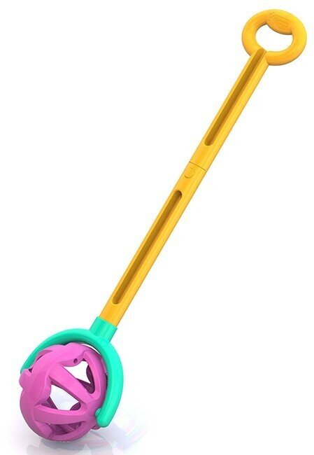 Каталка с ручкой Шарик желто-фиолетовая 762/2 Норд /10/