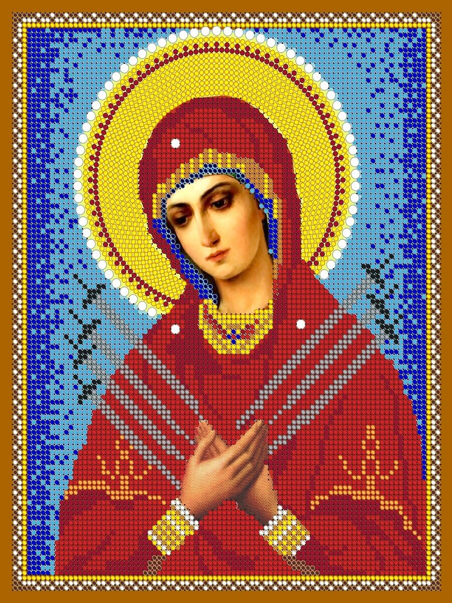 *Набор для вышивания бисером "Икона Прсв Богородица Семистрельная" (размер 19 см * 24 см, бисер Чехия)