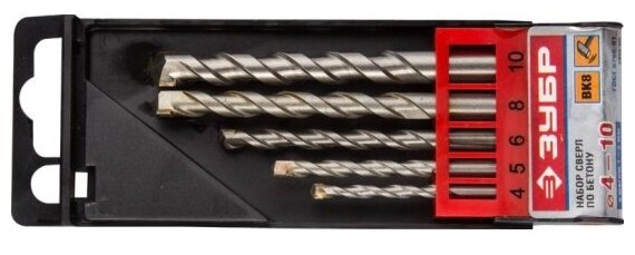 Набор сверл Зубр Мастер 5 шт: d 4-5-6-8-10 мм по бетону