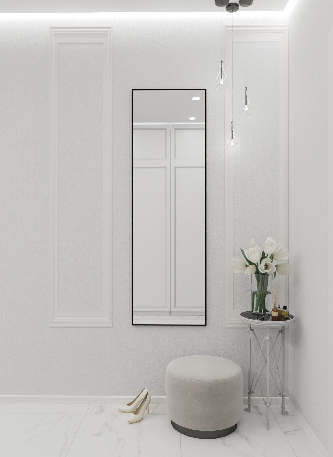 Зеркало в алюминиевой раме настенное ONE MIRROR 160х50 см. Черное