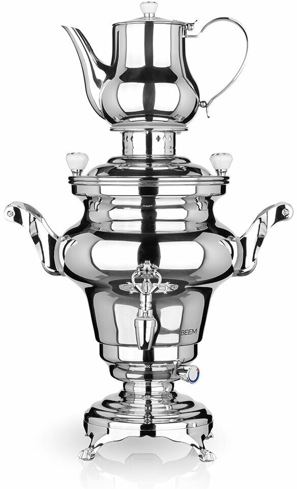 Самовар BEEM модель Rebecca, 5 литров, нержавеющая сталь, мощность 1800 Вт, серебристый (07148)