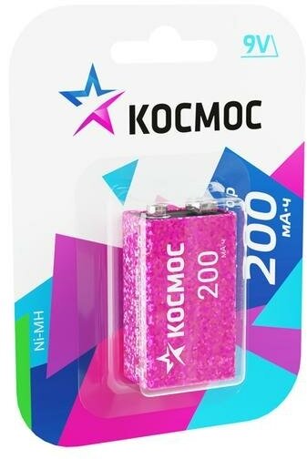 Аккумулятор 6F22 200мА. ч 1BL (блист.1шт) космос KOCNI-MH6F22(200mAh)