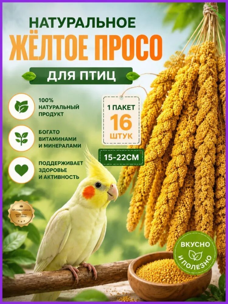 Чумиза для попугаев 16 шт, натуральное лакомство для птиц