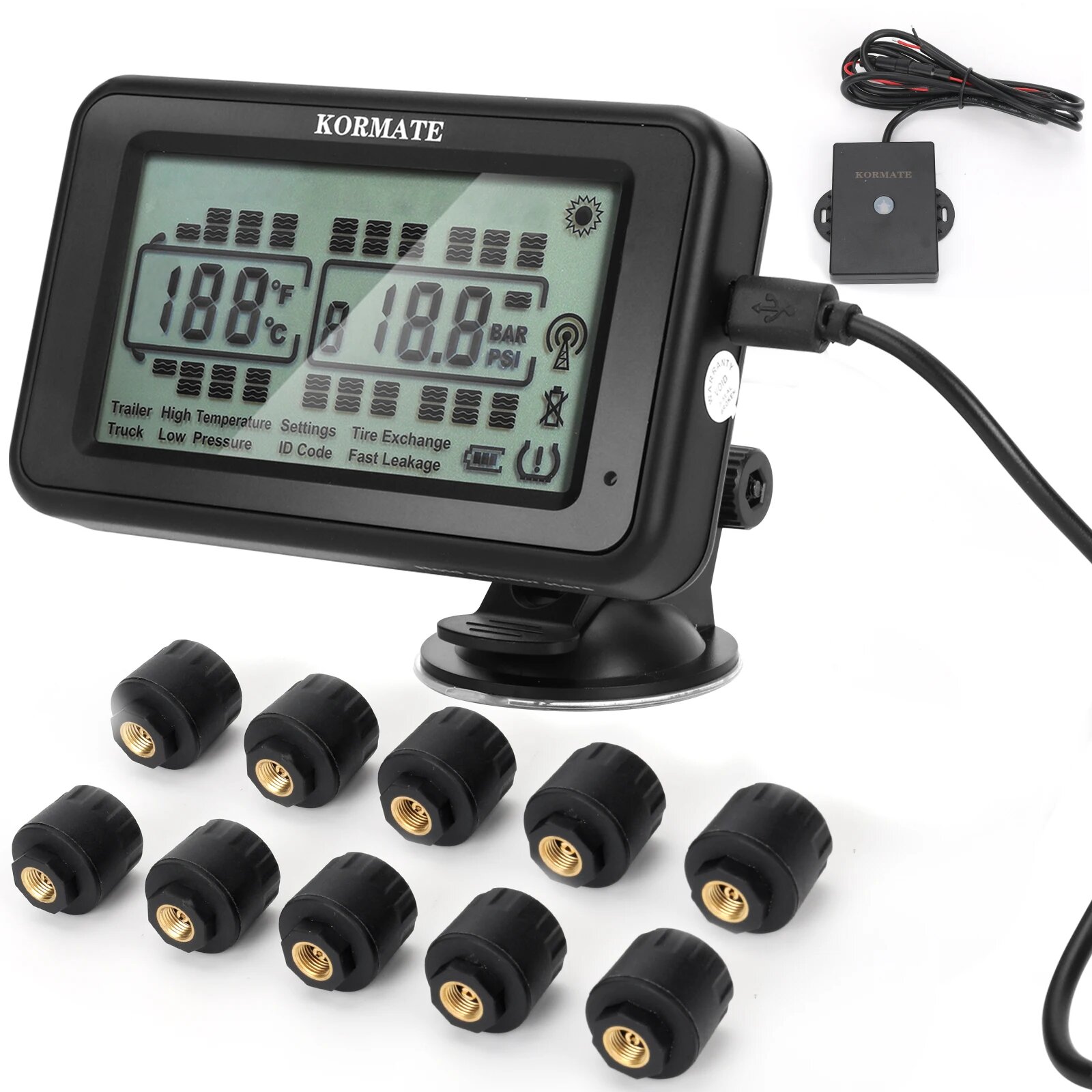 Система контроля давления в шинах TPMS 4-28 колес с усилителем, применимыми грузовиками (без повторителя 4 и 6 датчиков) 6 Sensors, Cap Sensor