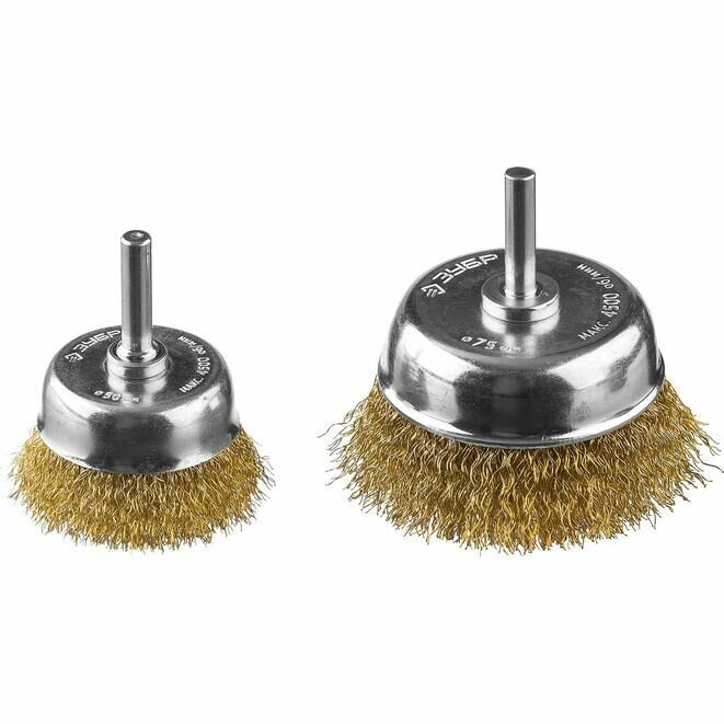 Набор щеток чашечных для дрели, ЗУБР 2 шт, латунированная проволока