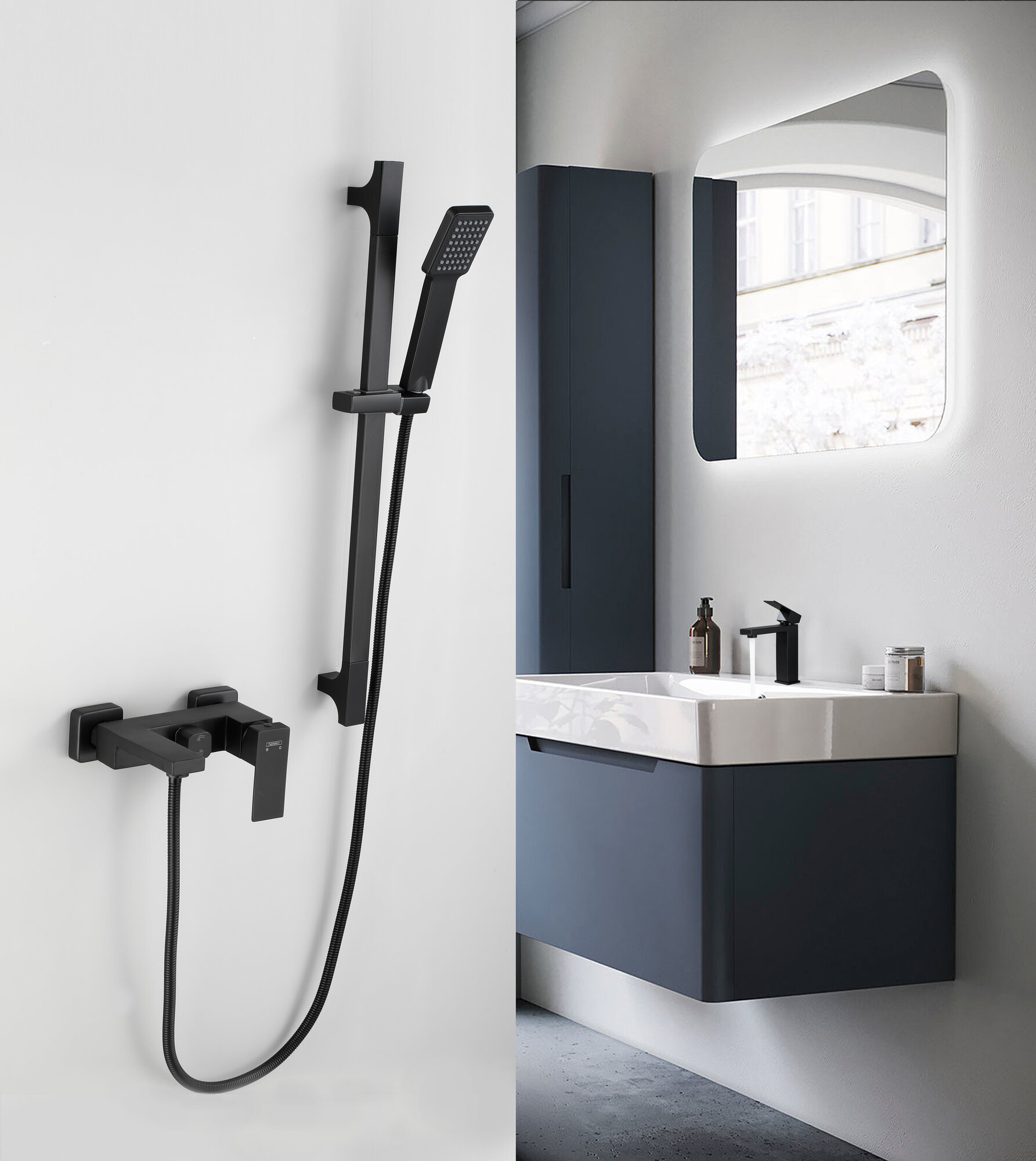 Душевой комплект смеситель для ванны, смеситель для раковины и душевая штанга HN91304-C от бренда Hansen