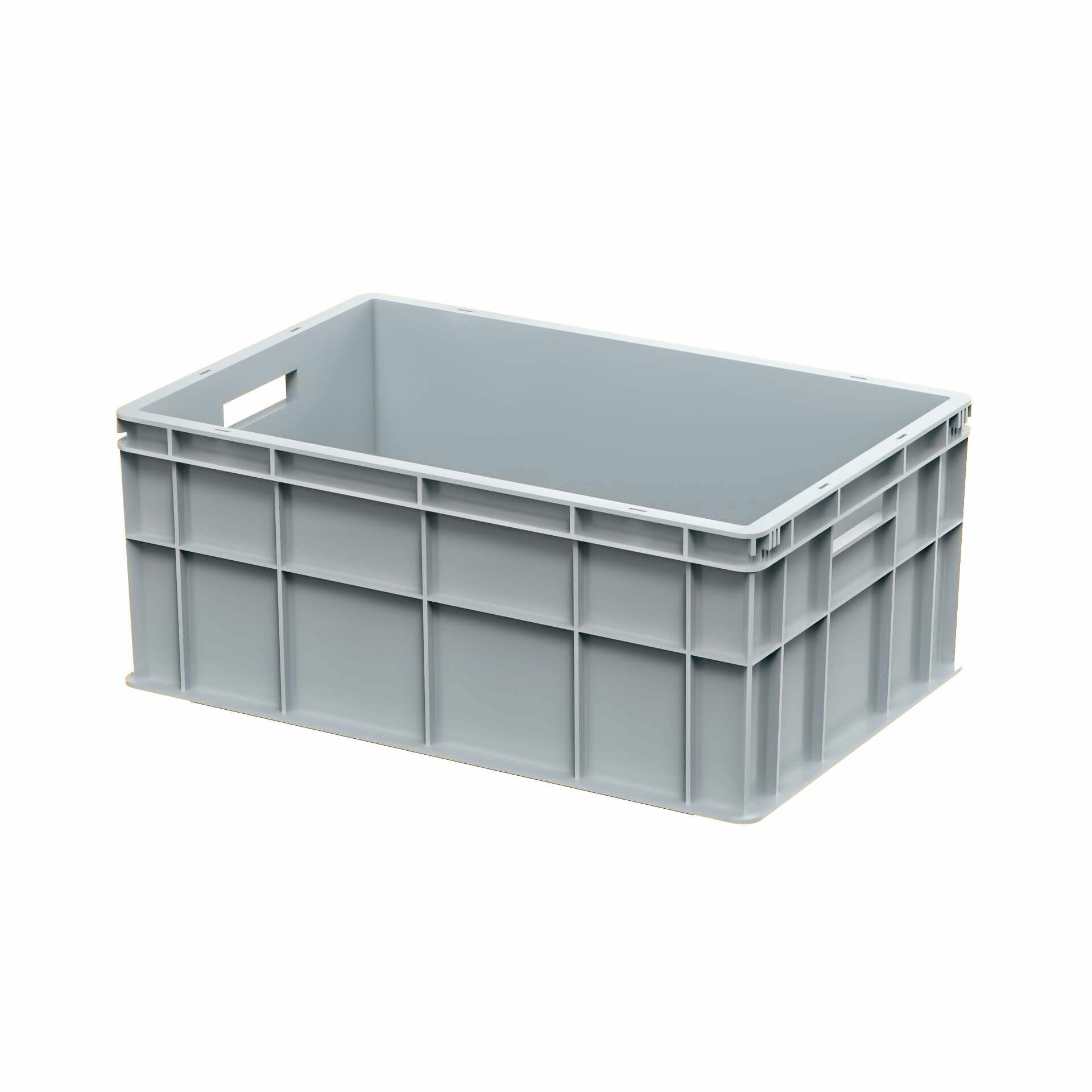 Ящик для молока, мяса, овощей и фруктов сплошной серый, 600х400х250 мм