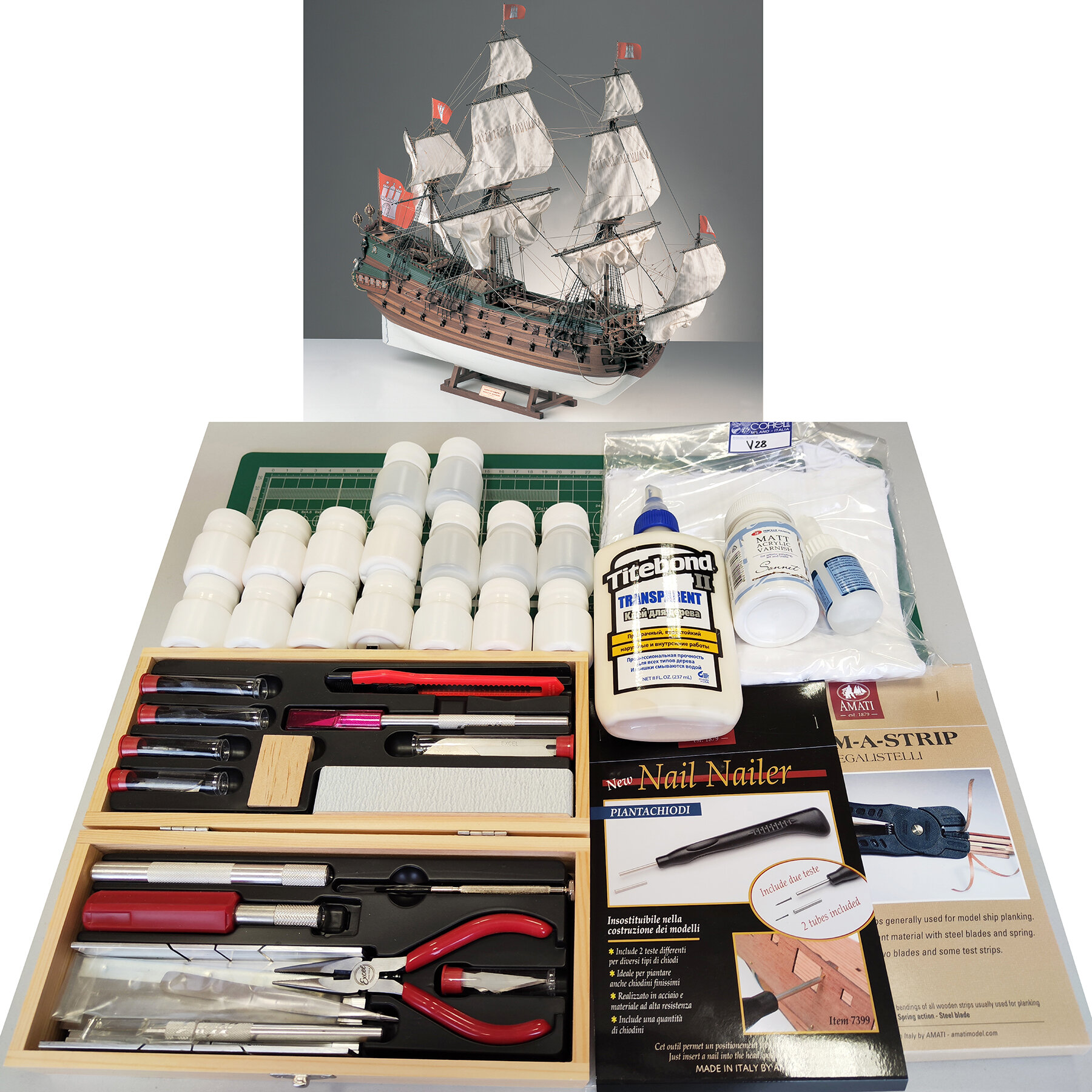 Подарочный набор с парусами, инструментами, красками для сборной модели корабля Wappen Von Hamburg Corel