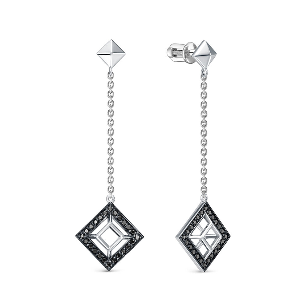 Серьги пусеты, белое золото, 585 проба, бриллиант